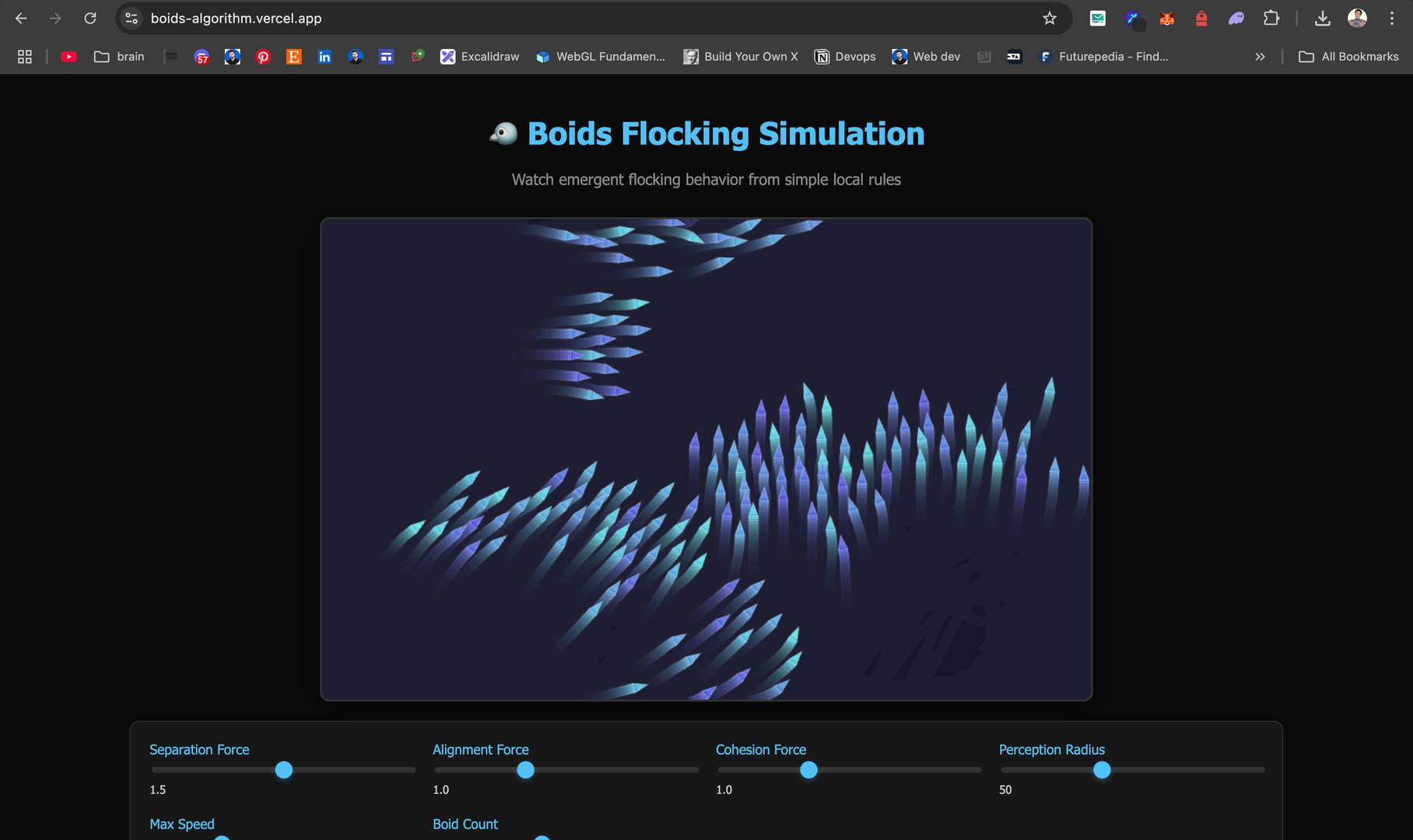 Boids Algorithm Visualizer | Peerlist